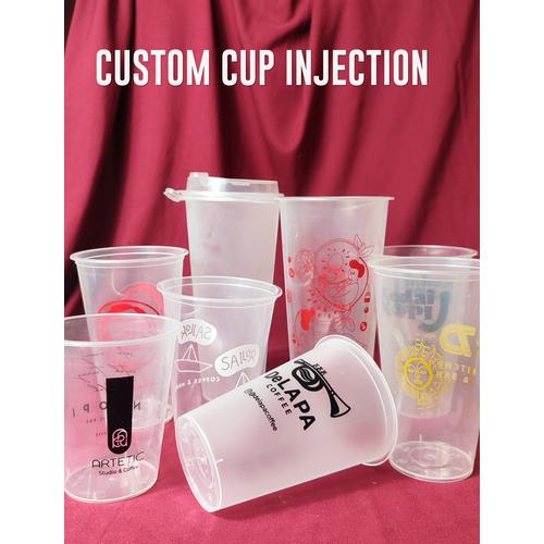 Jual CUSTOM CUP INJECT FROSTED / GELAS THINWALL HITAM / GELAS INJECT ...