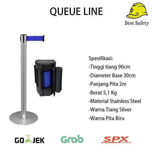 Jual Tiang Antrian / Queue Line Separator Stainless - Biru - Jakarta ...