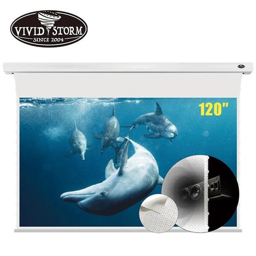 Jual VIVIDSTORM 120 inch White Cinema Perforated Slimline Motorized ...