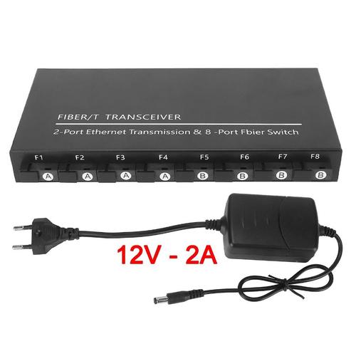 Jual Media Converter 8F2E 8 Port Fiber Optic 2 RJ45 LAN Ethernet ...