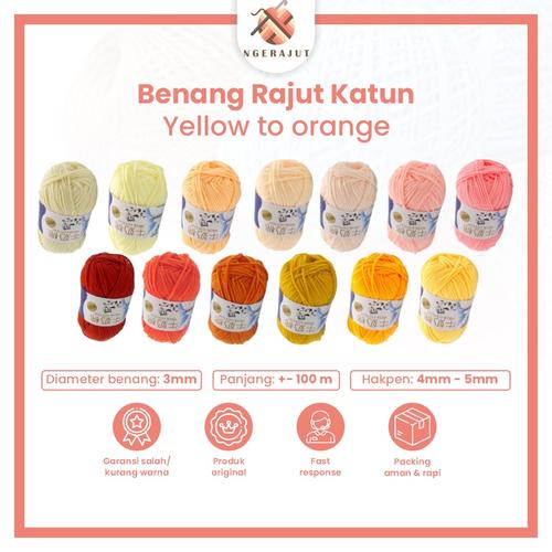 Promo Benang Rajut Katun Milk Cotton - Varian Warna Kuning 1 - Orange ...