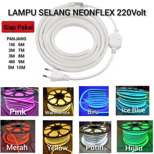 Jual paket Lampu LED Neon Flex 220v 1m - 10m LED Flexible tinggal colok ...