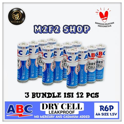 Jual Batu Baterai ABC Biru Dry Cell Ukuran Kecil AA Type R6P IEC/SUM-3/AA SIZE 1.5V - (Harga 3 ...