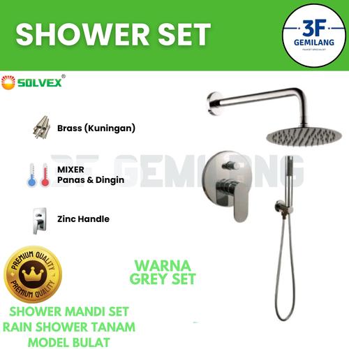 Jual SOLVEX - Rain Shower Set BULAT Wall Shower Tanam Kran Mixer Panas ...