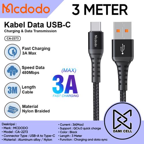 Jual MCDODO CA-2273 KABEL DATA 3 METER CABLE ANDROID TYPE C FAST CHARGING - Jakarta Selatan ...