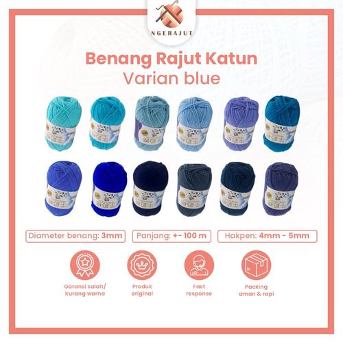 Promo Benang Rajut Katun Milk Cotton - Varian Warna Biru 1 - Gray Blue ...