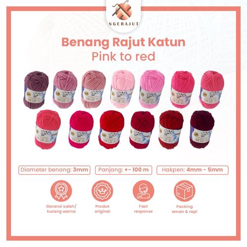 Promo Benang Rajut Katun Milk Cotton - Varian Warna Pink Merah 1 - 90 ...