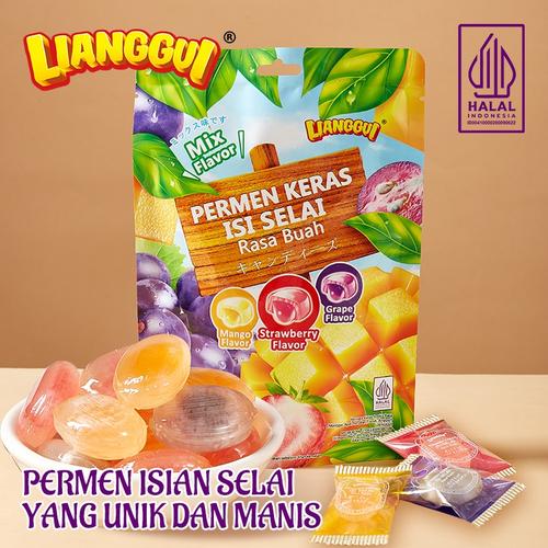 Promo Permen Keras Isi Selai Buah Lianggui Mix Rasa Strawberry Anggur ...