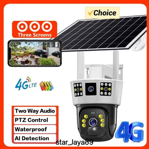 Jual Camera CCTV SIM-card 4G Solar Panel TIGA lensa / TIGA Layar ...