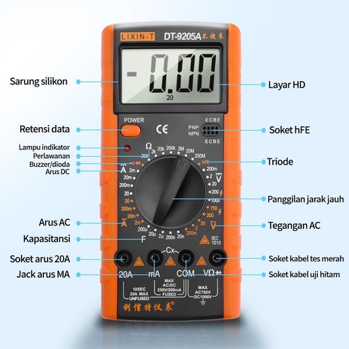 Jual 【 Termasuk Baterai】Dt-9205A Avometer Multitester Alat Pengukur ...