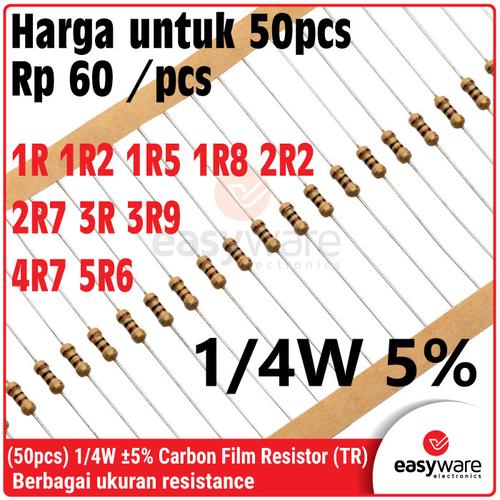 Jual 50x Carbon Film Resistor 1/4W 5% 0.25W 1R 1R2 1R5 1R8 2R2 2R7 3R 3R9 4R7 5R6 - Kota Bandung ...