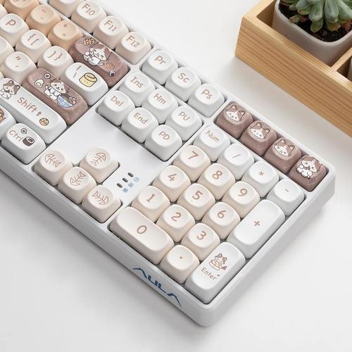 Jual Yg108/tk108 Wired Mechanical Keyboard Cute Cow Cat Keycap 108 Key ...