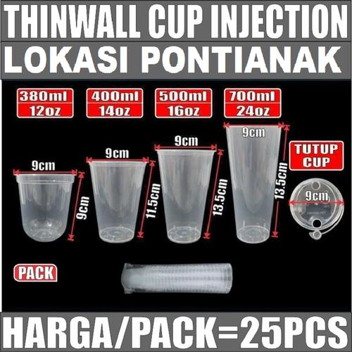 Jual Cup Injection 380 Ml 12 oz Pack isi 25 Pcs (GELAS SAJA) Thinwall ...