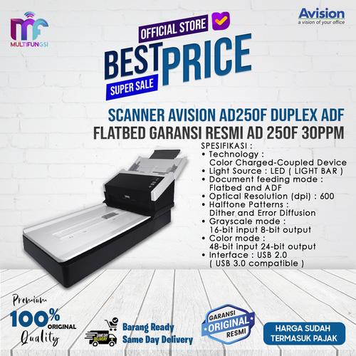 Promo Scanner Avision AD250F Duplex ADF Flatbed Garansi Resmi AD 250F ...