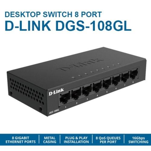 Jual D-LINK DGS-108 8-Port Gigabit Desktop Switch In Metal Casing ...