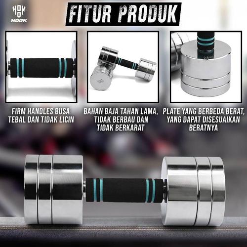 Jual Dps Dumble Alat Gym Dumbbell Set Hook Barble Angkat Beban Burbel ...