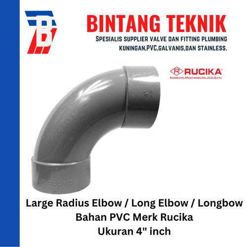 Jual Large Radius Elbow (Long Elbow) 4" inch PVC Rucika D (Tipis ...