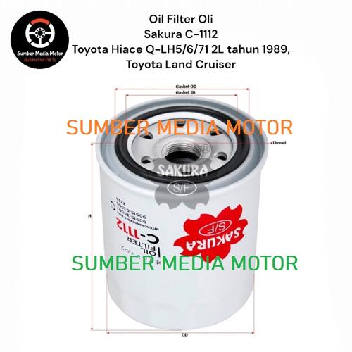 Jual Sakura Oil Filter Oli C-1112 Toyota Hiace Q-LH5/6/71 2L 1989 ...