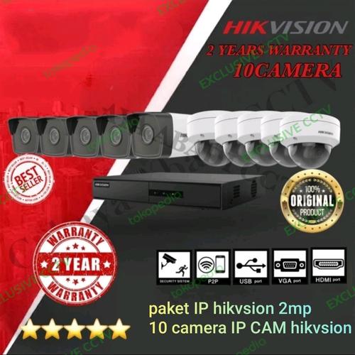 Jual PAKET CCTV IP CAMERA HIKVISION 2MP 10 KAMERA 16 CHANNEL IP CAM POE - +hardisk 500GB ...