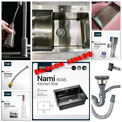 Jual PAKET KITCHEN SINK 6045 STAINLESS INOBE KRAN TARIK/WESTAFEL BAK ...