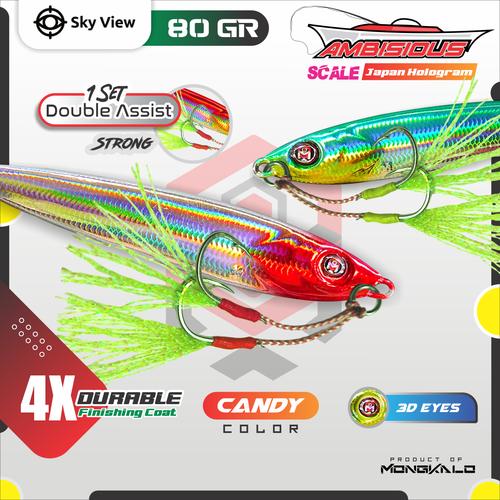 Jual Umpan Metal Jig 80 Gram Lengkap Double Assist Hook Siap Pakai Mongkalo AMBISIOUS - Red Head ...