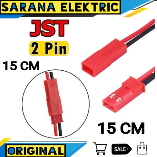 Jual SOCKET MERAH JST KABEL 2 PIN 2P 10CM ( MALE + FEMALE ) QUICK CONNECTOR - Kab. Bogor ...