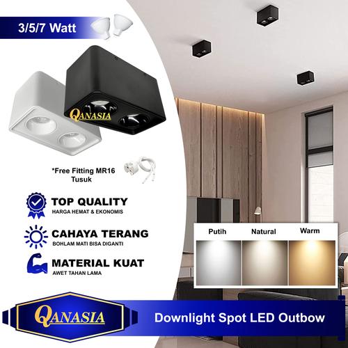 Jual Lampu Downlight Sorot LED Outbow Plafon Spotlight 3/5/7 Watt 2 X MR16 - Kotak Hitam, 3W ...