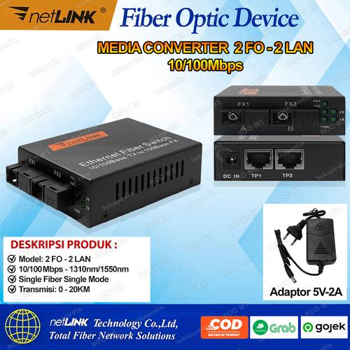 Jual Media Converter Ethernet Fiber Switch 2 FO 2 LAN 10/100 Mbps - Jakarta Pusat - ACC-M2 ...