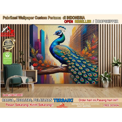 Jual Wallpaper Custom Dinding 3D Tema Merak | Wallpaper Dinding | Wallpaper Custom | Wallpaper ...