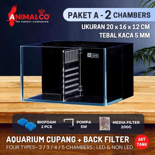 Jual Soliter Aquarium Kaca Tempat Cupang + Filter Ikan Mini Sekat Set ...