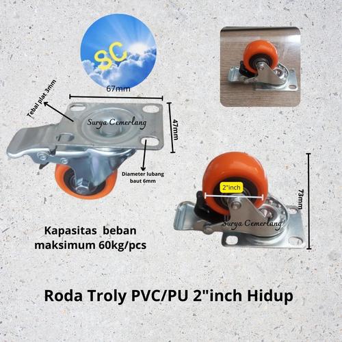 Jual Roda PVC PU Troly Troli Hidup+Rem 2 inch roda caster - Kab ...