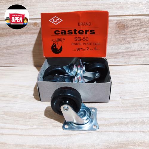 Jual Roda Troli 2" Inchi [4pcs] Roda Hidup Karet Hitam 2 Inch / Kastor ...