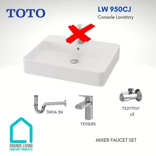 Jual TOTO Wastafel Keramik Meja LW950CJ Set Kran Mixer TX115LRS ...