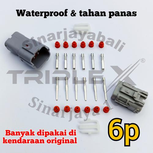 Jual soket 6pin 6p waterproof socket 6 p pin kabel motor mobil ori anti ...