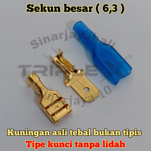 Jual skun terminal 6,3 besar kuningan sekun 6.3 pin pipih gepeng kabel ...
