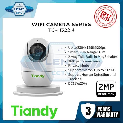 Jual IP Camera Tiandy TC-H322N 2MP / CCTV Wifi 2MP Color - No SD-Card ...