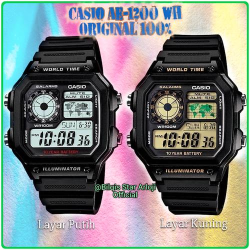 Jual Casio Kotak AE-1200 WH Digital Tali Karet Hitam Original 100% ...