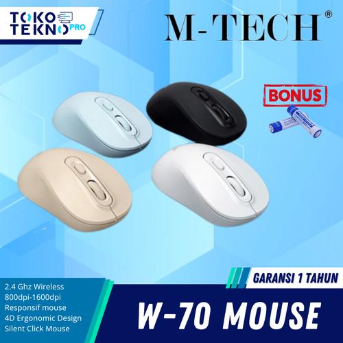Jual M-Tech Mtech W70 / W-70 Wireless Mouse Office Silent Click Garansi Resmi - White - Jakarta ...