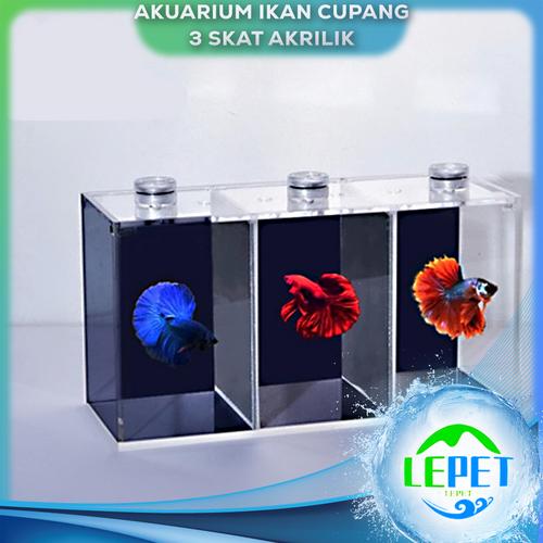 Promo LEPET Akuarium Ikan Cupang 3 skat / Tempat Ikan Kecil Akrilik ...