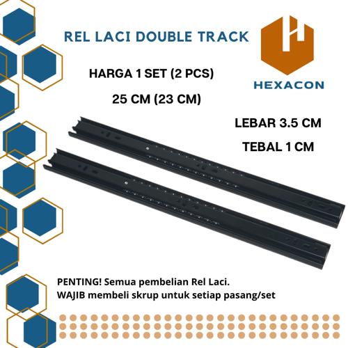 Jual 1 SET Rel Laci Double Track 25 30 35 40 45 50 cm Full Extention ...