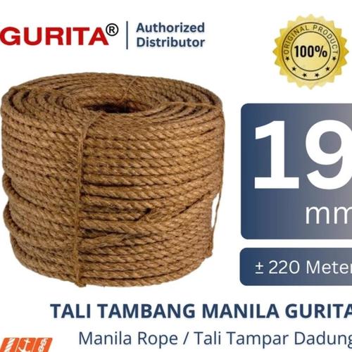 Jual Tali Tambang Manila 19 mm x 220 Meter ± 53 kg 3 Strand Tali Tampar Dadung Serat Abaka ...