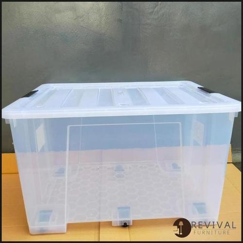 Jual EZY Box Container 128 Liter Roda Bening Transparan Krat Plastik ...