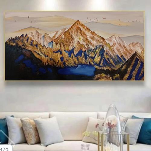Jual lukisan tangan gunung poil emas - 80x120+frame - Kab. Bandung ...