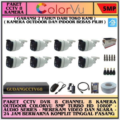 Jual paket cctv 8 channel 8 kamera outdoor 5mp colorvu turbo hd 1080p ...
