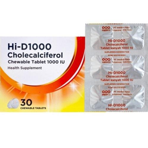 Jual Hi-D 1000 Vitamin D3 6 Tablet - Suplemen Vitamin D 1000 IU ...