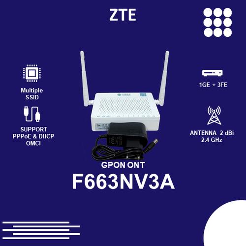 Jual ZTE F663NV3A ONT GPON ONU (XPON) - Single Band - Unit + Adaptor ...