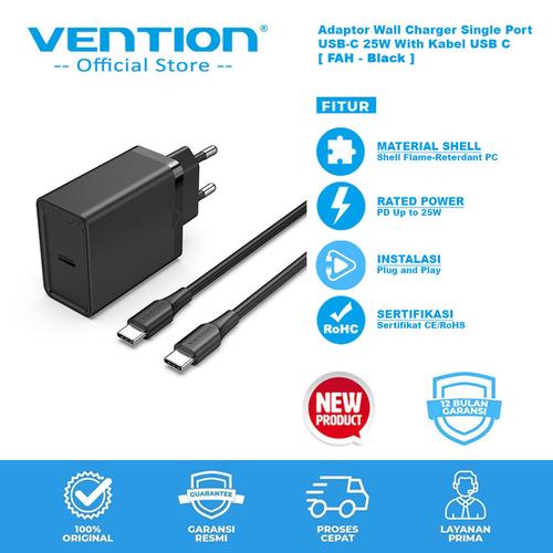 Jual Vention Charger USB Type C Plus Kabel Data type C Super Fast ...