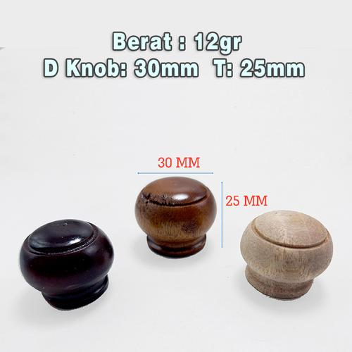 Jual +Baut Knop kayu jati 3 x 2.5 cm Pegangan kayu Tarikan laci Knob ...