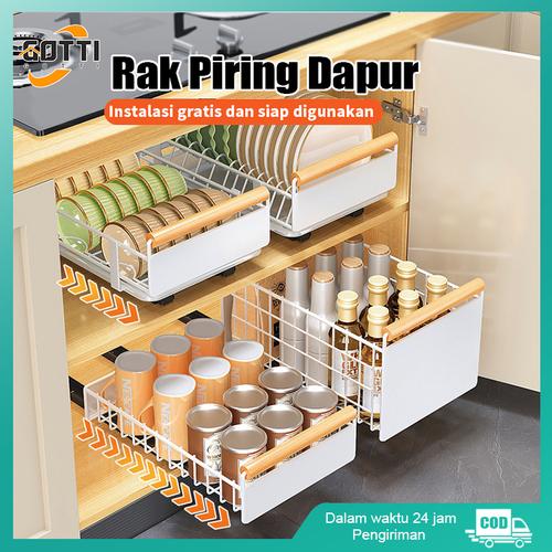 Promo Rak Piring Tarik Tarik Keranjang Bumbu Geser Laci Penyimpanan ...