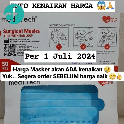 Jual Masker Bedah Medis Surgical Masks 3 Ply with Ear Loop, Meditech ...